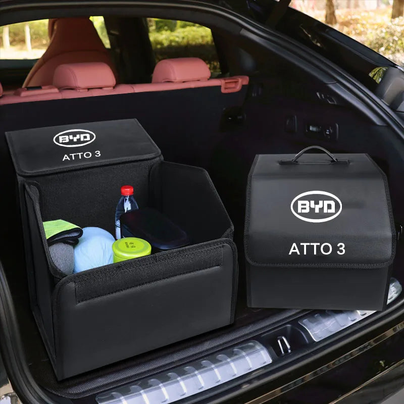 Auto Stamm Faltbare Lagerung Box Reise Leder Organizer Tasche für BYD – BYDAC